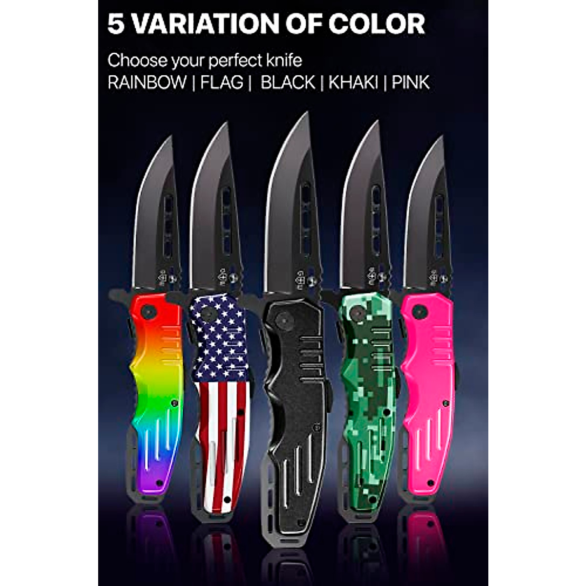 Spring Assisted Knife - Pocket Folding Knife - Military Style - Boy Scouts Knife - Tactical Knife - Good for Camping Hunting Survival Indoor and Outdoor Activities Mens Gift 6681