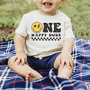 One Happy Dude 1st Birthday Matching Family Outfits for Baby Girls and Mom and Dad Natural Shirt 18 Months