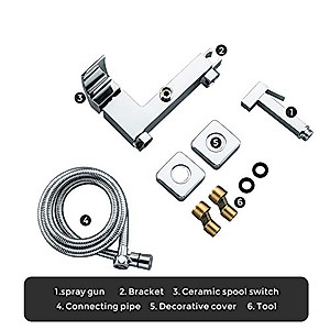 MINJING Chrome Bidet Faucet for Toilet, Solid Brass Handheld Bidet Toilet Sprayer, Hot Cold Water Mixer Tap, Toilet Faucet for Cloth Diaper, Pet Wash, Personal Hygiene