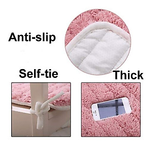 Ultra Soft Cozy Plush Chair Pads with Self Tie Anti-Slip Square Winter Warm Seat Cushion Comfortable Dining Chair Cushion Mat Cover for Home Office Patio Dormitory Library Bar, 17.8" x 17.8" (Grey)