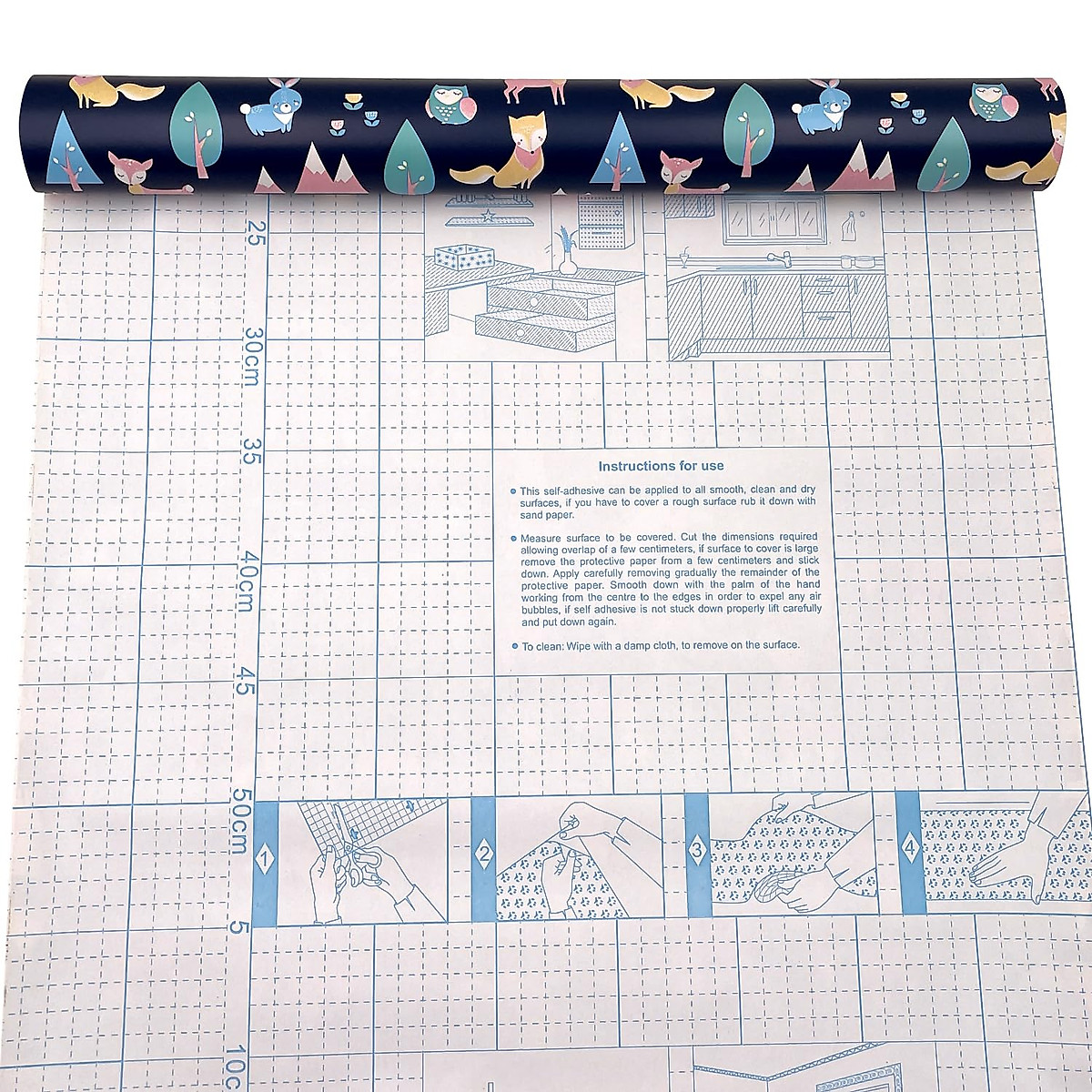 Yifely Fox Shelf Liner Peel & Stick Rabbit Shelving Paper Decor Kids Study Desk Game Table 17.8 Inch by 9.8 Feet