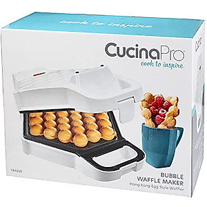 Bubble Waffle Maker- Electric Nonstick Hong Kong Egg Waffler Iron Griddle w Ready Indicator Light- Ready in under 5 Mins- Recipe Guide Included Make Homemade Ice Cream Cones Summer Pool Party Treat