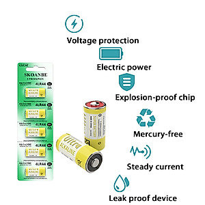 SKOANBE 4LR44 6V Alkaline Battery for Dog Collars（Pack of 5）