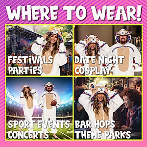 Funziez! Slim Fit Sherpa Adult Onesie - Animal Halloween Costume - Plush One Piece Cosplay Suit for Women and Men