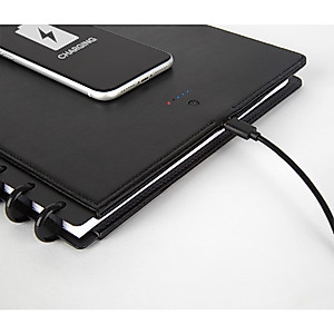 TUL® Wireless/Wired Charging Discbound Notebook, Leather Cover, Letter Size, Black