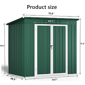 Bealife 6' x 4' Outdoor Storage Shed Clearance, Metal Outdoor Storage Cabinet with Double Lockable Doors, Waterproof Tool Shed, Backyard Shed for Garden, Patio, Lawn (Green)