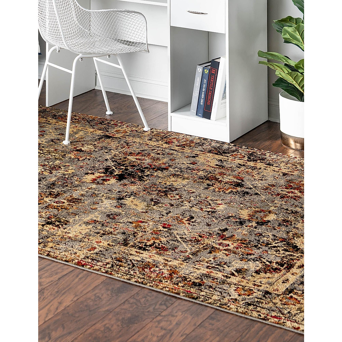 Unique Loom Saturn Collection Area Rug - Ion (5' 3" x 7' 10" Rectangle, Blue/ Black)