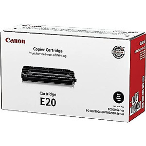 Canon Genuine Toner, Cartridge E20 Black (1492A002), 1 Pack, for Canon PC100 / 300/400 / 530/700 / 900 Series Peronal Copiers