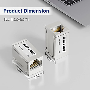 iwillink 5-Pack Shielded Cat6 RJ45 Inline Couplers, Female to Female Ethernet Coupler, RJ45 Coupler for Cat6/Cat5e/Cat5 Ethernet Cables, Ethernet Extender Adapter in Silver