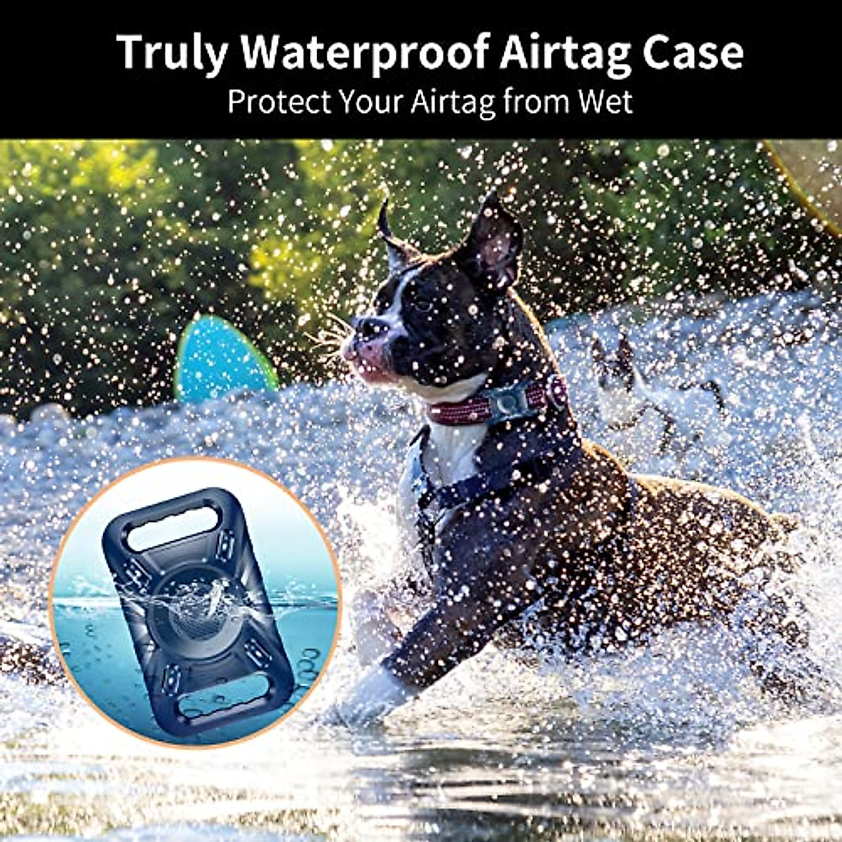 [2Pack] Waterproof Airtag Dog Collar Holder, Silicone Pet Collar Case for Apple AirTag, Anti-Lost AirTag Case Holder Compatible with Pet Collar GPS Pet Trackers for Dog Cat Backpack etc