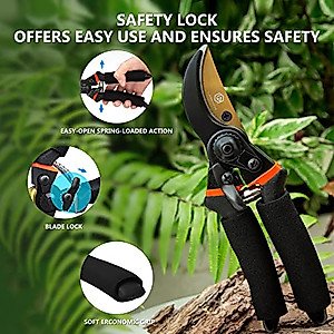 LF Likefair 8.5" Pruning Shears,Garden Shears, Garden Scissors,Professional Bypass Pruner Hand Shears, Tree Trimmers Secateurs, Hedge & Garden Shears, Clippers for Plants, Gardening, Garden Tools