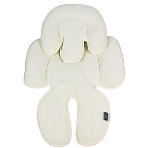 Long-Ci Baby Car Seat Pad Reversible with Head Neck Body Support for Stroller in Terry Towelling Beige