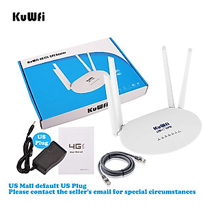 KuWFi 4G LTE Router with SIM Card Slot, 300Mbps Unlocked Wireless WiFi Internet Routers with 4pcs Non-Detachable Antennas for USA/CA/MX[Not for Verizon]