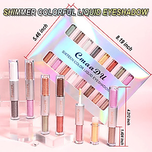 evpct 16 Colors Liquid Glitter Shimmer Metallic Eyeshadow Set Glitter Sparkle Colorful Liquid Eyeliner Makeup Set delineador pupilentes de ojos contra el agua sombras colores para ojos con brillo