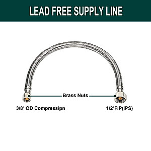 【New Version】Faucet Water Supply Connector Line Braided Stainless Steel, Premium Faucet Supply Line 24 inch - 3/8 Female Compression Thread x 1/2 Female Iron Pipe Thread (10 Pack)