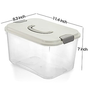 EZOWare 13 Quart Plastic Storage Box Tote Bins with Top Handle, Set of 6 Stackable Latch Storage Container Tote Boxes with Latching Lids - 11.4 x 8.3 x 7 inches, Clear/White