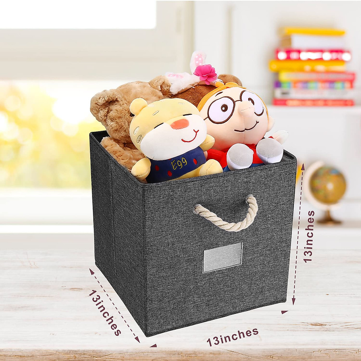 SYYOFUE Fabric Cube Storage Bins Dark-Grey Storage Boxes Set 13x13x13 inch Baskets with Handle for home&office organization