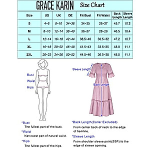 GRACE KARIN Women's V Neck Short Bell Sleeve Smocked Tiered Dress Elastic Waist Lace Patchwork Ruffle Dress White XL
