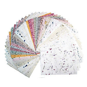 50 Sheets 8.5 x 11 Thin Mulberry Paper Sheets Handmade Art Tissue Washi Paper Design Craft Art Origami Suppliers Card Making (Tamarind Leaves,Onion,Banana Tree Fiber,Rice Straw etc.)