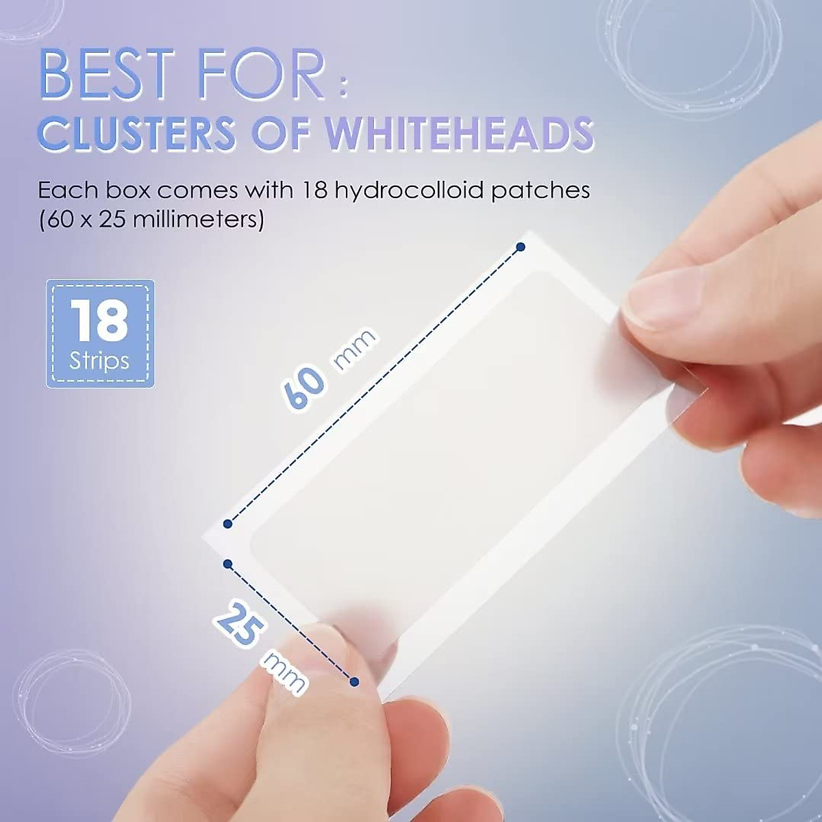 AUSLKA Large Blemish Patches XL -18 Strips - Hydrocolloid Patch for Covering Zits - Spot Stickers - Vegan and Cruelty for Face and Skin