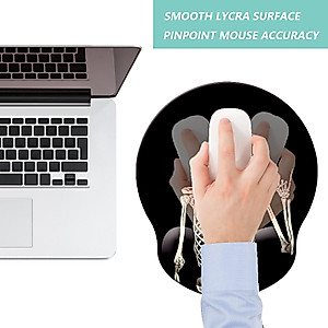 Mouse Pad with Wrist Support, Ergonomic Mouse Pad with Memory Foam Wrist Rest Cushion, Non-Slip Rubber Base Gaming Mice Pad for Home Office Computer Laptop, Human Skeleton