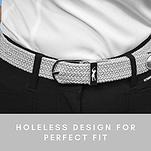 Surprizeshop Super Stretch Woven Webbing Belt | Womens Golf Belt | ONE SIZE FITS MOST | Reinforced PU Tip (White)
