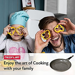 Neoflam Venn 12.5'' Ceramic Coating Nonstick Frying Pan Skillet, Omelet Pan, PFOA Free Healthy Extra Large Stone Cookware for Everyday Kitchen Cooking, Dishwasher Safe, Marble