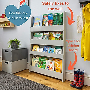 Tidy Books® Children’s Bookshelf 43.3” x 30.3” x 2.8” - The Original Handmade Classic Book Storage Solution for Kids Age 0-10 - 4 Shelves - Gray