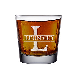 TEEAMORE Personalized Rocks Old Fashioned Cocktail Glass Add Your Name Initial Etched Whiskey Glasses Housewarming Gift 9oz