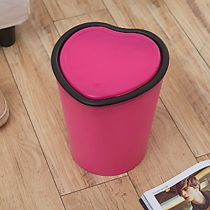 PalaeoWind Heart-Shaped Plastic Trash Can, Creative Fashion Home Kitchen Living Room Trash Can with A Lid Bedroom by Formula,Purple