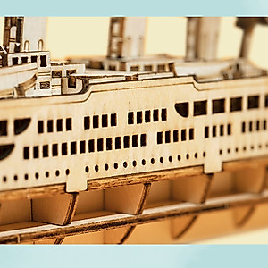 ROBOTIME 3D Puzzle Ship Model Kit 7.5'' Wooden Cruise Ship Building Kit Self-Assemble Toys for Kids and Adults Age 8+ (145 Pieces)