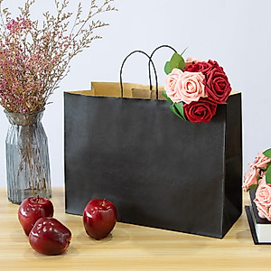 Ronvir 70Pcs Large Gift Bags, 16x6x12 Inches Black Paper Bags With Handles, Recycling Shopping Bags Bulk, Black Gift Bags For Business, Retail, Boutique, Party, Christmas, Holiday