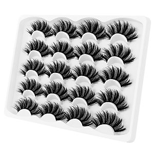 KOUSEI False Eyelashes Cat Eye Fluffy Lashes 10 Pairs Faux Mink Lashes Soft Thick Dramatic Fake Eyelash Handmade Eyelash No Glue