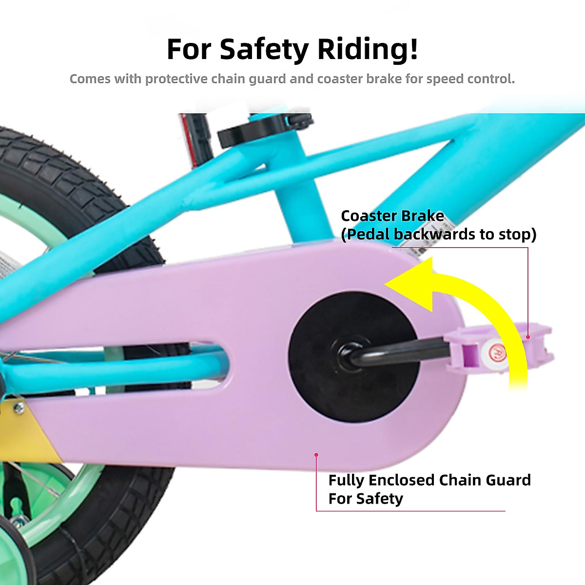 JOYSTAR 14 Inch Kids Bike for 3 4 5 Years Girls 14" Toddler Girl Bicycle with Training Wheels and Coaster Brake for 3-5 Years Kids 85% Assembled Macarons