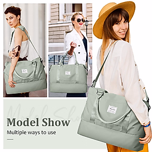 Weekender Bags for Women,Personal Item Travel Bag with Shoes Compartment,Overnight Travel Duffel Bag with Toiletry Bag