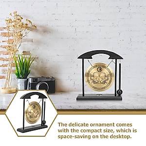 Yardwe Chinese Gong with Stand Gong Vintage Zen Table Gong Taiji Symbol Feng Shui Meditation Desk Bell Asian Gong Bell for Home Decoration