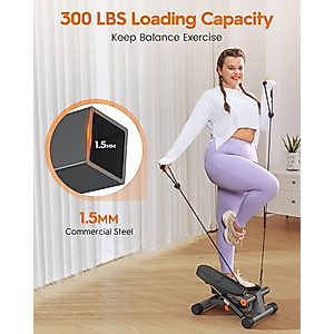 Niceday Steppers for Exercise, Stair Stepper with Resistance Bands, Mini Stepper with 300LBS Loading Capacity, Hydraulic Fitness Stepper with LCD Monitor