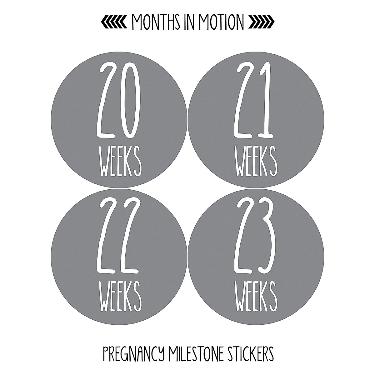 Months In Motion Weekly Pregnancy Growth Sticker | Week to Week Pregnant Expecting Photo Prop | Maternity Keepsake | Baby Bump | Weekly Stickers Photo (Set of 36 Stickers)
