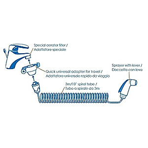 Portable Bidet HELLO BIDET TRAVEL, Handheld Bidet Sprayer for Intimate Hygiene at Home and on the Go, It Connects Directly to The Faucet, Travel Adapter Handheld Shower, Travel Bidet, Italian Product