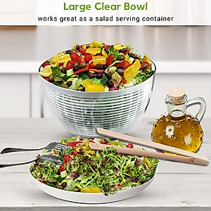 Brieftons 6.2-Quart Large Salad Spinner: Vegetable Washer Dryer Drainer Strainer with Bowl & Colander, Easy One-Handed Pump, Compact Storage, for Washing, Cleaning & Drying Greens, Vegetables, Fruits