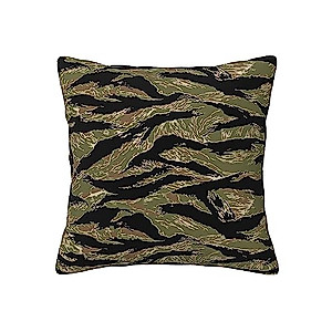 WURTON Tiger Stripe Camo Print Throw Pillow Covers, Soft Square Cushion Case,for Sofa, Couch,Bed Chair-18 X 18 Inch