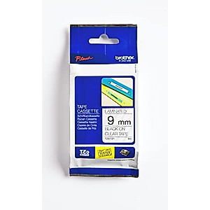 Brother Genuine P-Touch TZE-121 Tape, 9 mm (0.35") Standard Laminated P-Touch Tape, Black on Clear, Laminated for Indoor or Outdoor Use, Water-Resistant, 26.2 ft (8 m), Single-Pack