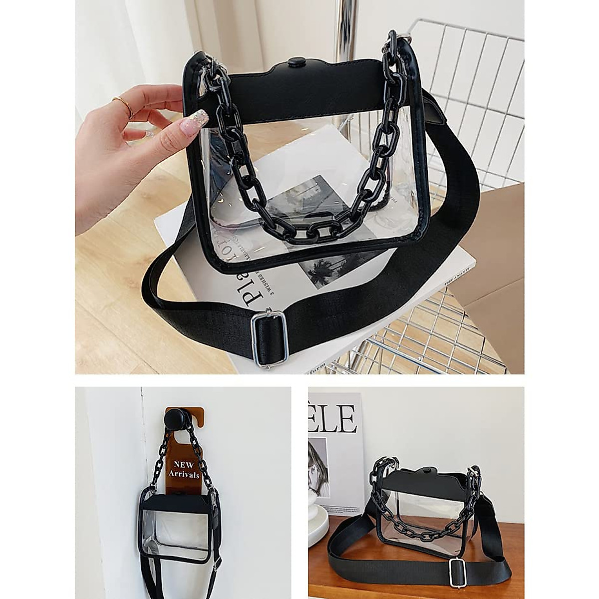 Clear Bag for Women Clear Crossbody Bag Clear Purse Stadium Approved Clear Shoulder Bag Satchel Hobo Bag Gift