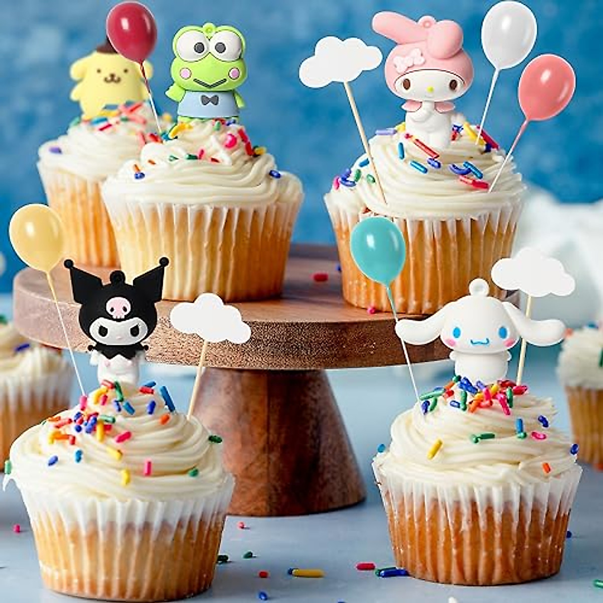 Lidmada 20Pcs Rainbow Kitty Cake Topper Banner Hello Birthday Party Cake Decorations Supplies Set, Mini Colorful Clouds Stars Party Decors Favors for Kids Girls Boys Baby Shower Happy Birthday