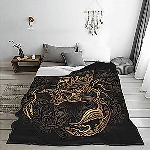 Scorpion Tattoo Fleece Blanket Fuzzy Soft Plush Blanket for All Season Spring Summer Autumn Throws for Couch Bed Sofa 50"x40"