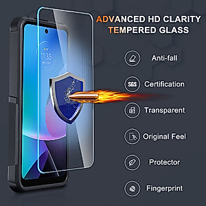 for Motorola Moto G Play 2023, Moto G Pure, Moto G Power 2022 Case with Tempered Glass Screen Protector, 2-in-1 Full Body Heavy Duty Rugged Shockproof Protective Phone Cover, Black Matte