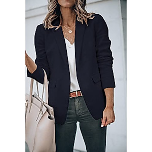 Cicy Bell Womens Casual Blazers Open Front Long Sleeve Work Office Jackets Blazer(Navy,Small)