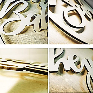 13.8in Oh Baby Sign for Baby Shower Backdrop Gold Wooden Baby Shower Banner Sign for 1st Birthday Backdrop,Oh Baby Wood Sign for Wall Photo Props,Baby Announcements (Wooden Color)