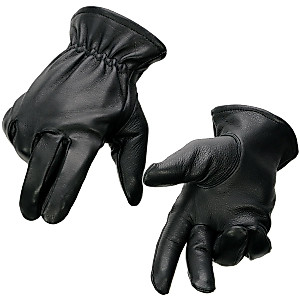 Milwaukee Leather SH858 Men's Black Thermal Lined Deerskin Motorcycle Hand Gloves W/Sinch Wrist Closure - Large