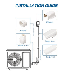 3" W 4.2Ft L Line Set Cover Kit for Mini Split Air Conditioners Decorative PVC Slim Line Cover for Central AC & Heat Pumps Systems Tubing Cover